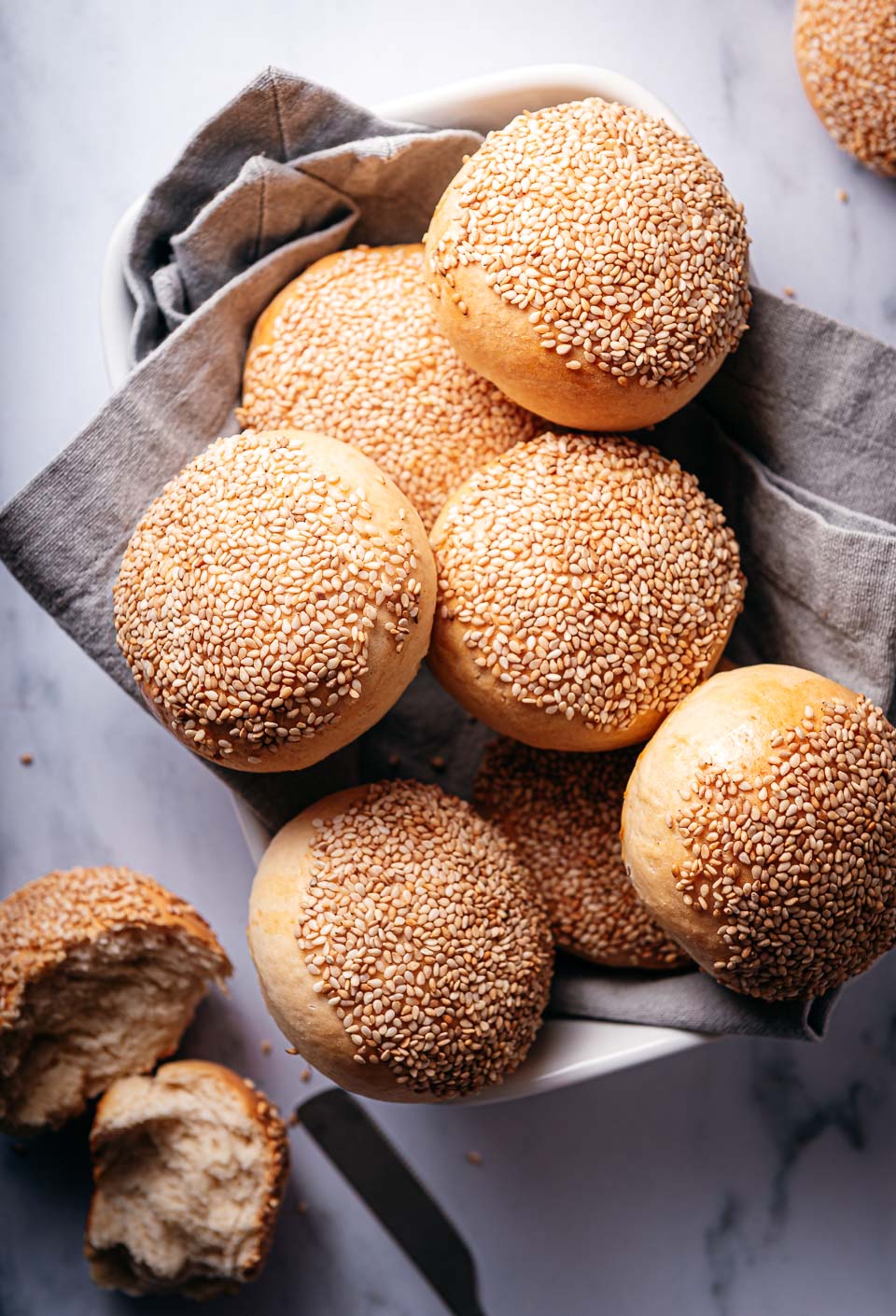 Sesame seed buns (soft bread buns) | In Eve's Kitchen